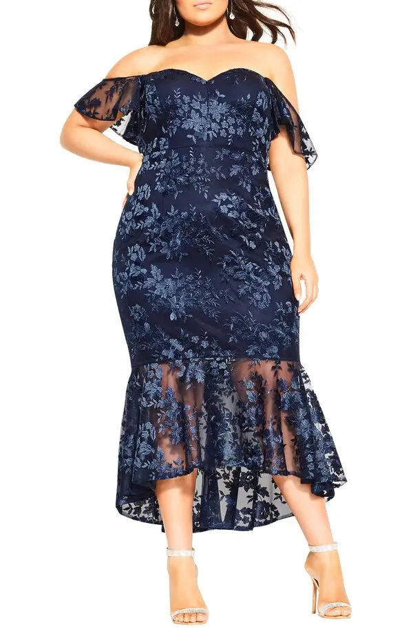 city chic navy blue dress Sexy Deep Purple Mismatched Side-slit Mermaid Floor-length Bridesmaid –  SposaBridal main image 1