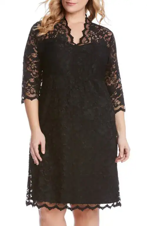 Karen Kane Scalloped Stretch Lace Dress - Black | Editorialist