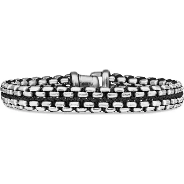 David Yurman Woven Box Chain Bracelet - Silver/black