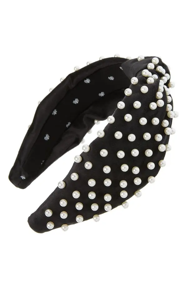 Lele Sadoughi Imitation Pearl Headband - Jet | Editorialist display picture 3
