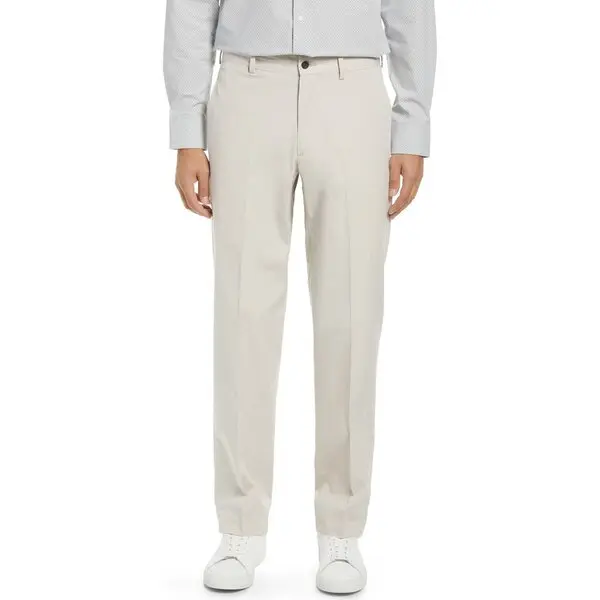 Berle Charleston Khakis Flat Front Cotton Poplin Dress Pants - Stone