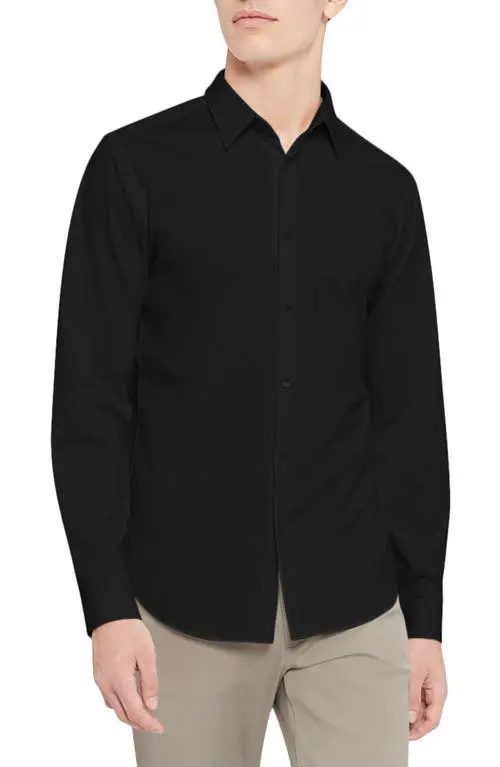 Theory Sylvain Nd Structure Knit Button-up Shirt - Black