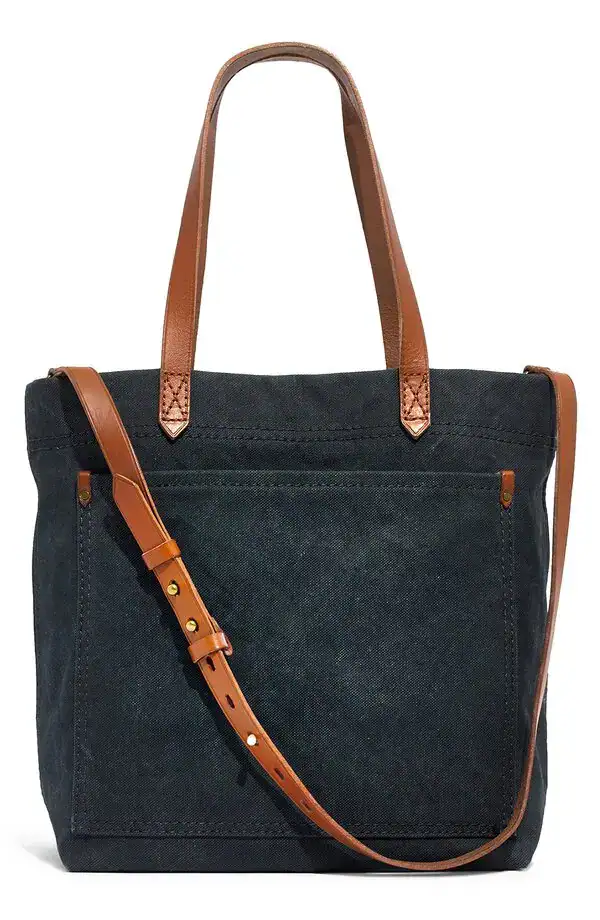 Madewell Medium Canvas Transport Tote Black Sea Editorialist