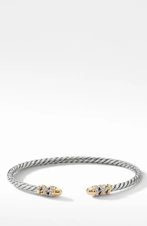 David Yurman Petite Helena Diamond Open Bracelet - Gold Dome
