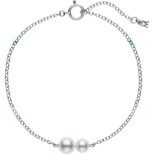 Mikimoto Cultured Pearl Station Bracelet - White Gold