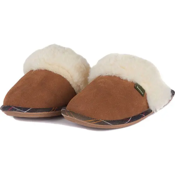 Barbour Lydia Faux Fur Slipper - Camel Suede