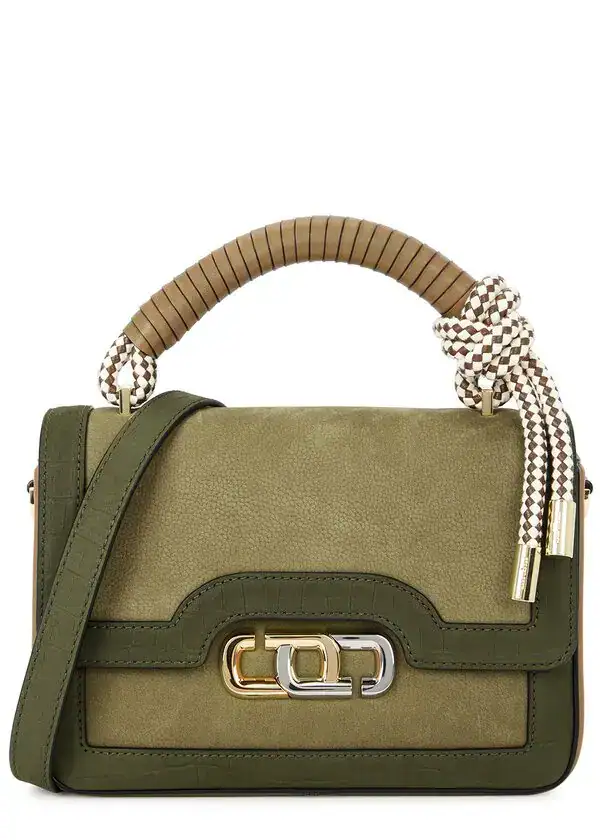 Marc Jacobs The J Link Olive Suede Top Handle Bag Dark Green