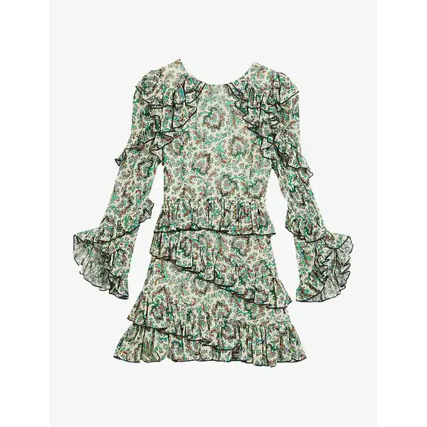 green emerald velvet dress Pale Green Floral Crosshatch A-line Midi Dress | Lorelai