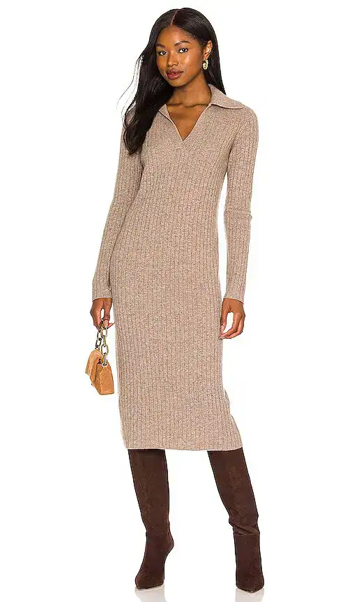 vince ribbed polo dress Vince Ribbed Polo Dress In Taupe In Maple - 58% Off