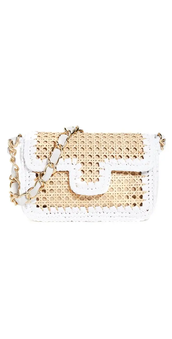 CATERINA BERTINI White Trim Shoulder Bag Natural/white Editorialist