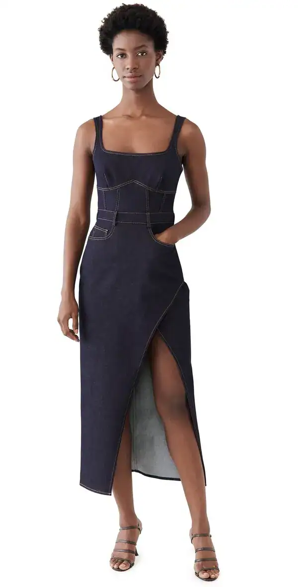 Brandon Maxwell Stretch Denim Bustier Dress In Indigo - 70% Off |  Editorialist