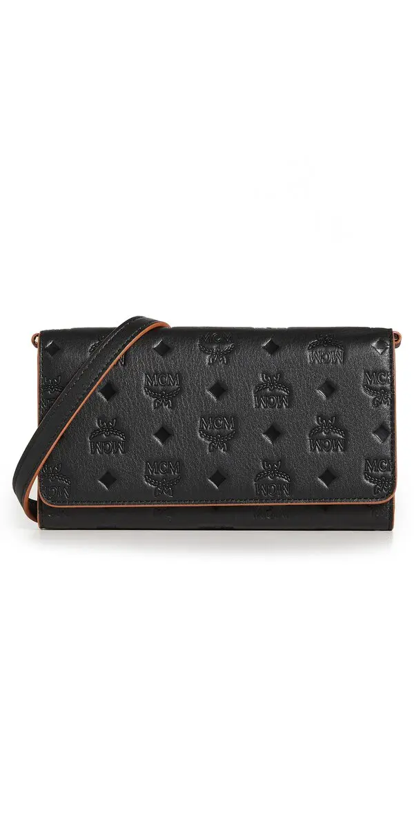 Mcm Klara Monogrammed Leather Smart Phone Case - Black | Editorialist