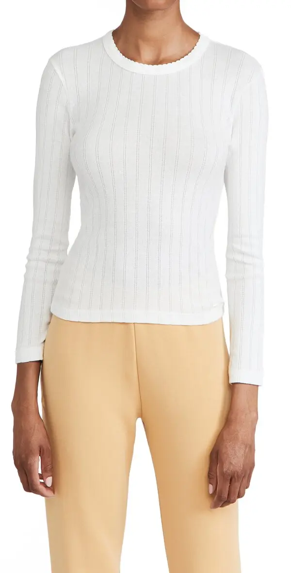 LESET Pointelle Slim Fit Top - White