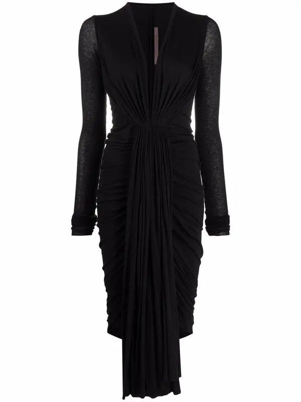 Rick Owens Lilies V-Neck Dress In Black - 44% Off | Editorialist