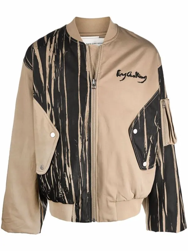 FENG CHEN WANG Striped Graphic Bomber Jacket