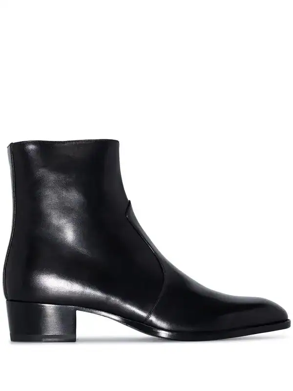 Saint Laurent Wyatt 40mm Zip-Fastening Boots - Black | Editorialist