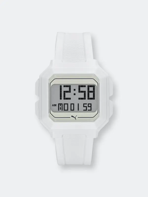 PUMA Remix P5018 Polyurethane Quartz Fashion Watch - White | Editorialist