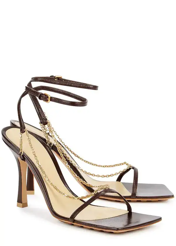 Bottega Veneta Stretch 90 Yellow Chain-Embellished Leather Sandals