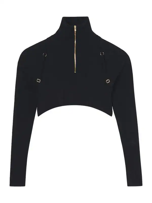 Jacquemus La Maille Bormio Cropped Knit Top Black Editorialist