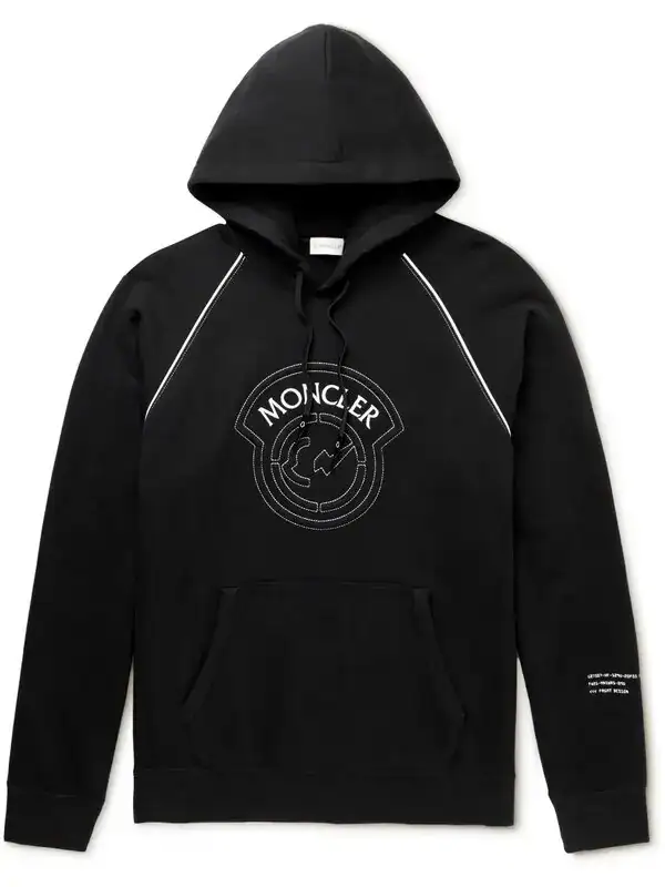 Moncler 7 Moncler Fragment Logo-Embroidered Cotton-Jersey Hoodie L 