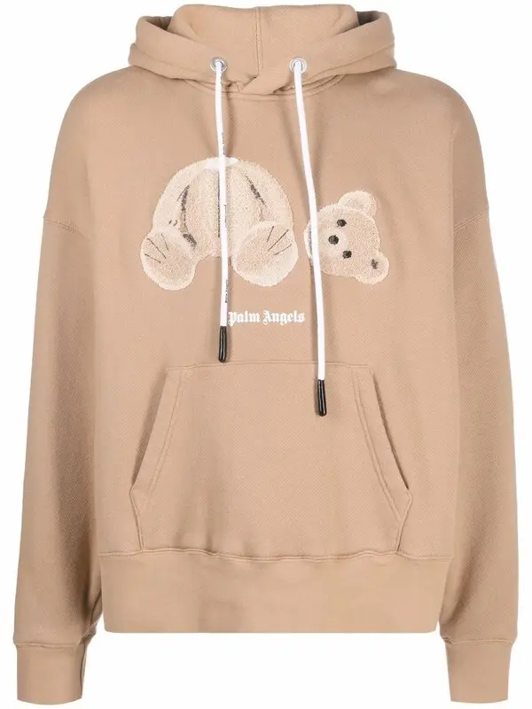 Palm Angels Bear-print Hoodie - Neutrals