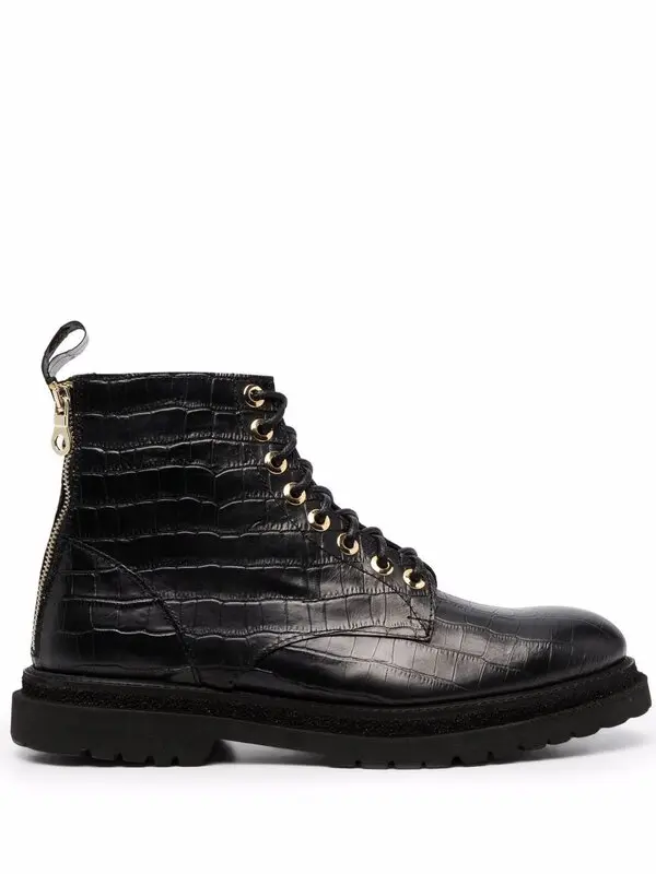 GIULIANO GALIANO Crocodile Embossed Leather Boots