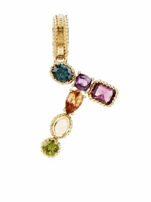 Dolce & Gabbana 18kt Yellow Multi-stone Alphabet Pendant Necklace