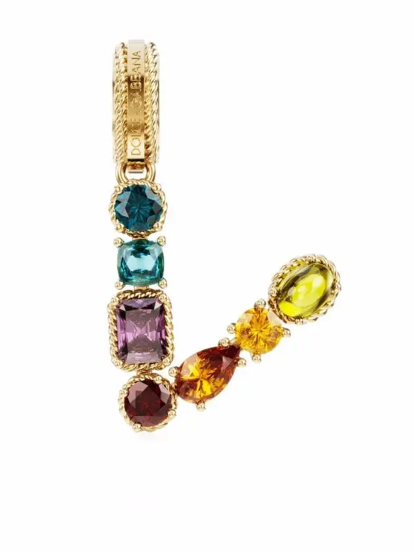 Dolce & Gabbana Rainbow Alphabet 18kt Yellow Multi-stone Pendant - Gold