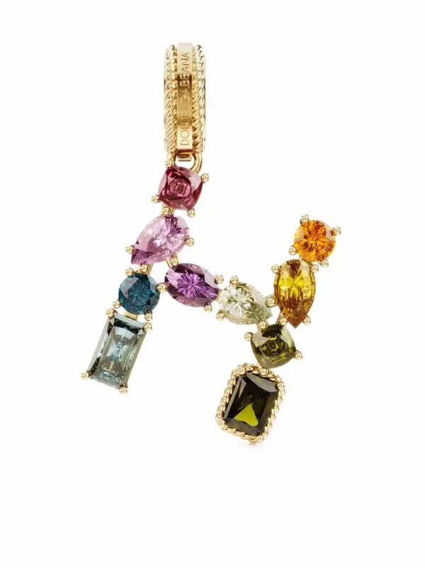 Dolce & Gabbana 18kt Yellow Multi-stone 'h' Pendant