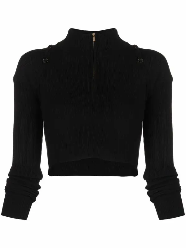 Jacquemus La Maille Bormio Cropped Jumper In Black 30% Off
