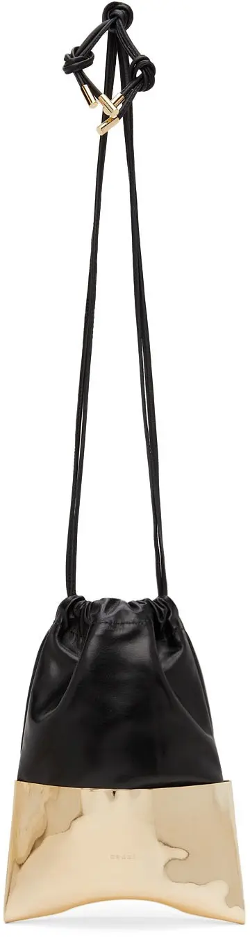 Sacai Half Metal Drawstring Pouch - 040 Black×Gold | Editorialist
