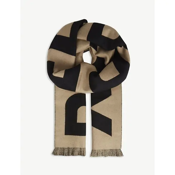 Burberry Logo-pattern Wool Football Scarf - Archive Beige