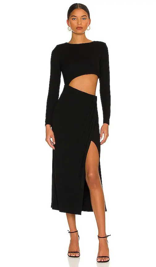 Astr The Label Cut Out Midi Dress - Black | Editorialist