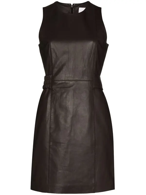 remain birger christensen leather dress Taya Sleeveless Mini In Brown - 50% Off 291
