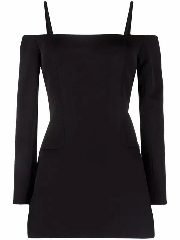 coperni off the shoulder dresses Coperni Off-Shoulder Long-Sleeve Mini Dress In Black - 56% Off