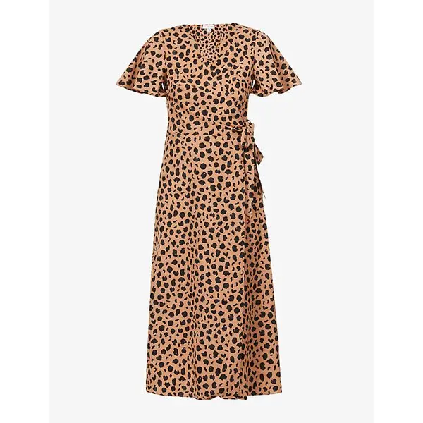 leopard wrap midi dress Green-Leopard Wrap Midi-Dress