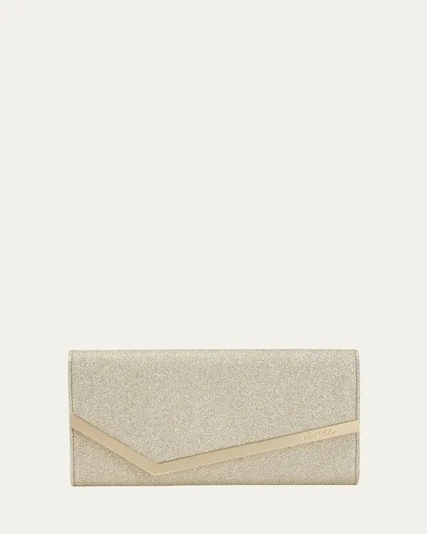 JIMMY CHOO Emmie Glitter Leather Clutch Bag - Platinum Ice