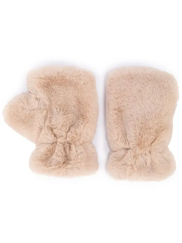 Apparis Ariel Fingerless Faux-fur Gloves - Neutrals