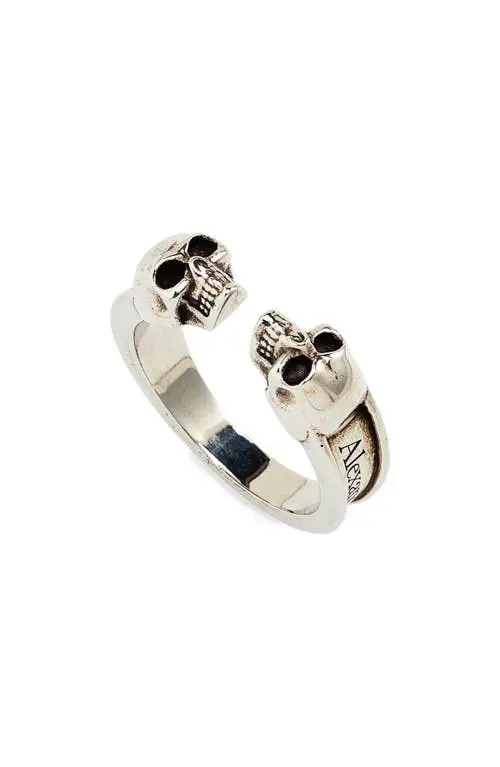 Alexander McQueen Double Skull Ring - Silver