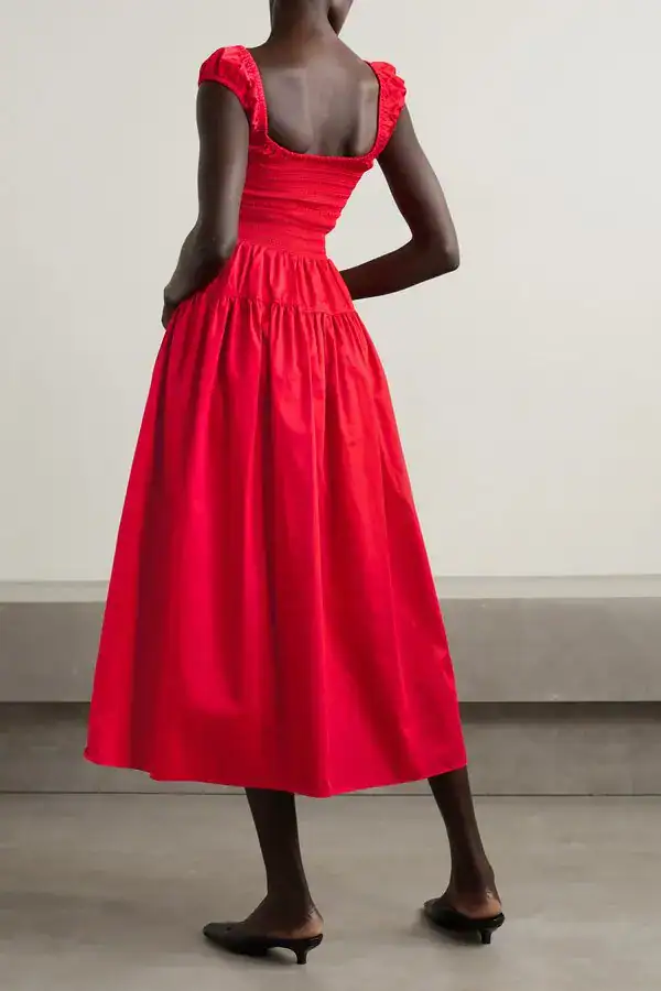 poplin midi dress Poplin Tie Back Maxi Dress / Red