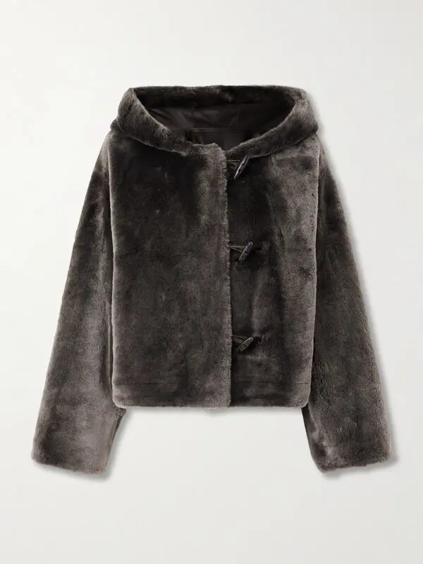 YVES SALOMON Hooded Shearling Jacket - Green