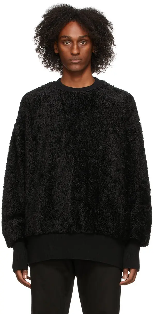 Moncler 4 Moncler Hyke Black Teddy Fleece Sweatshirt - 778 Navy 