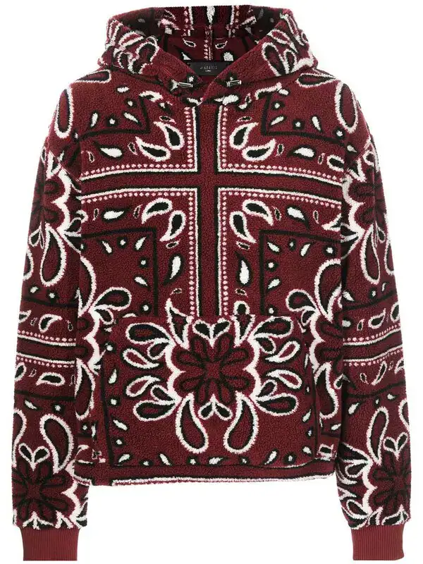 Amiri Printed Bandana Polar Fleece Hoodie In Multicolour - 70% Off