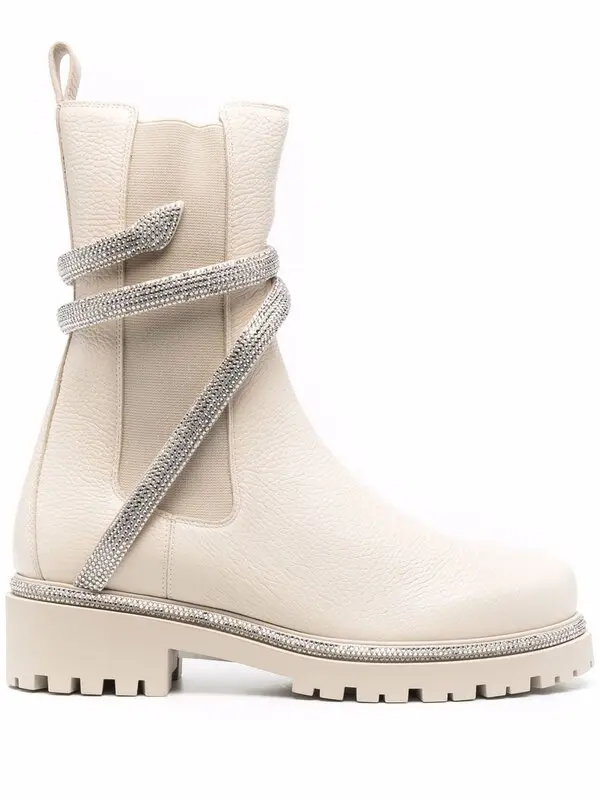 Rene Caovilla Rhinestone Snake Boots