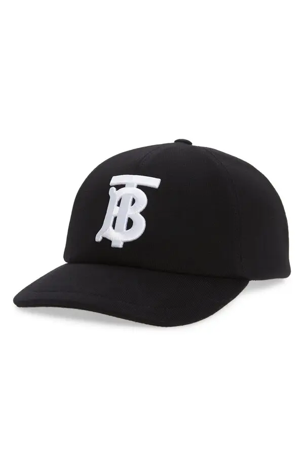 Burberry Embroidered Tb Monogram Baseball Cap - Black | Editorialist
