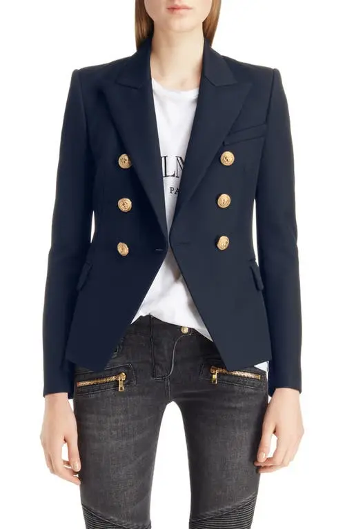 Balmain Double-breasted Wool Blazer - Marine Blue