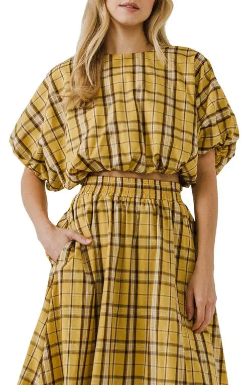 English Factory Plaid Crop Top - Yellow Multi