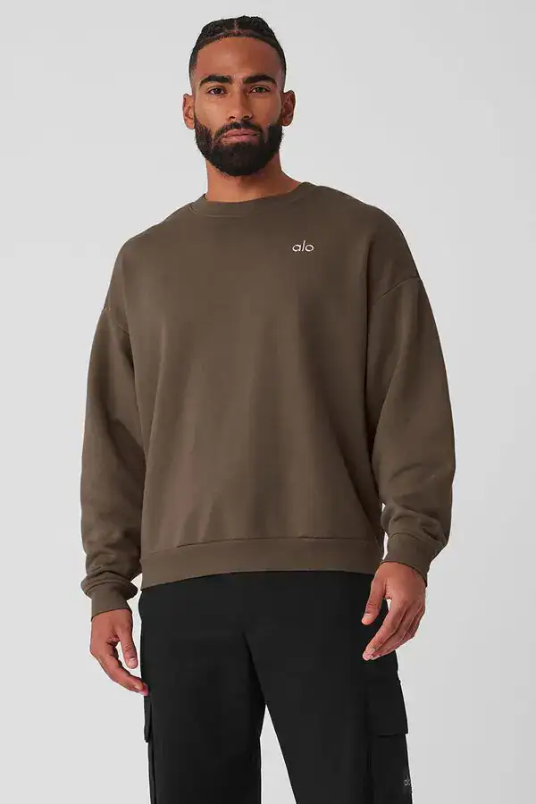 Alo Yoga® Accolade Crewneck Neck Pullover Top - Olive Tree 