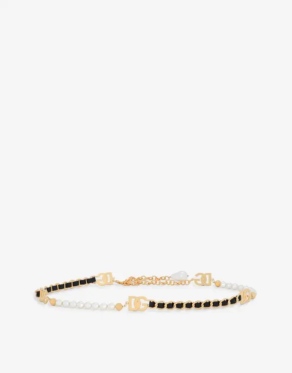 Dolce & Gabbana Chain Belt With Beads And Leather Details - Gold ...