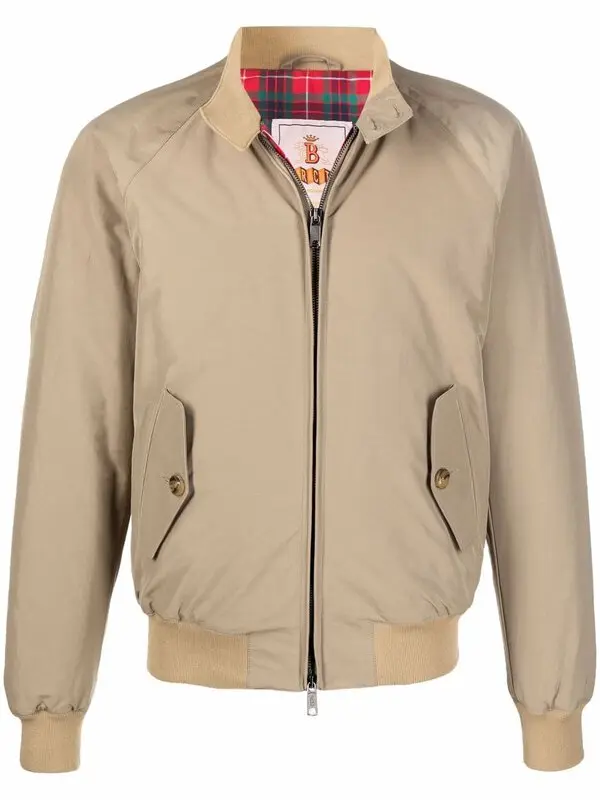 BARACUTA Zip-up Bomber Jacket - Neutrals